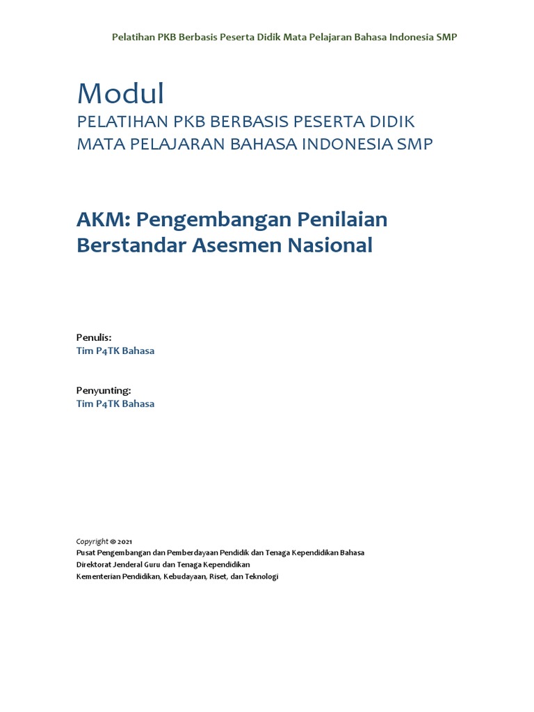 Modul 6 - Pengembangan Soal Akm Berbasis Asesmen Nasional-1 | PDF