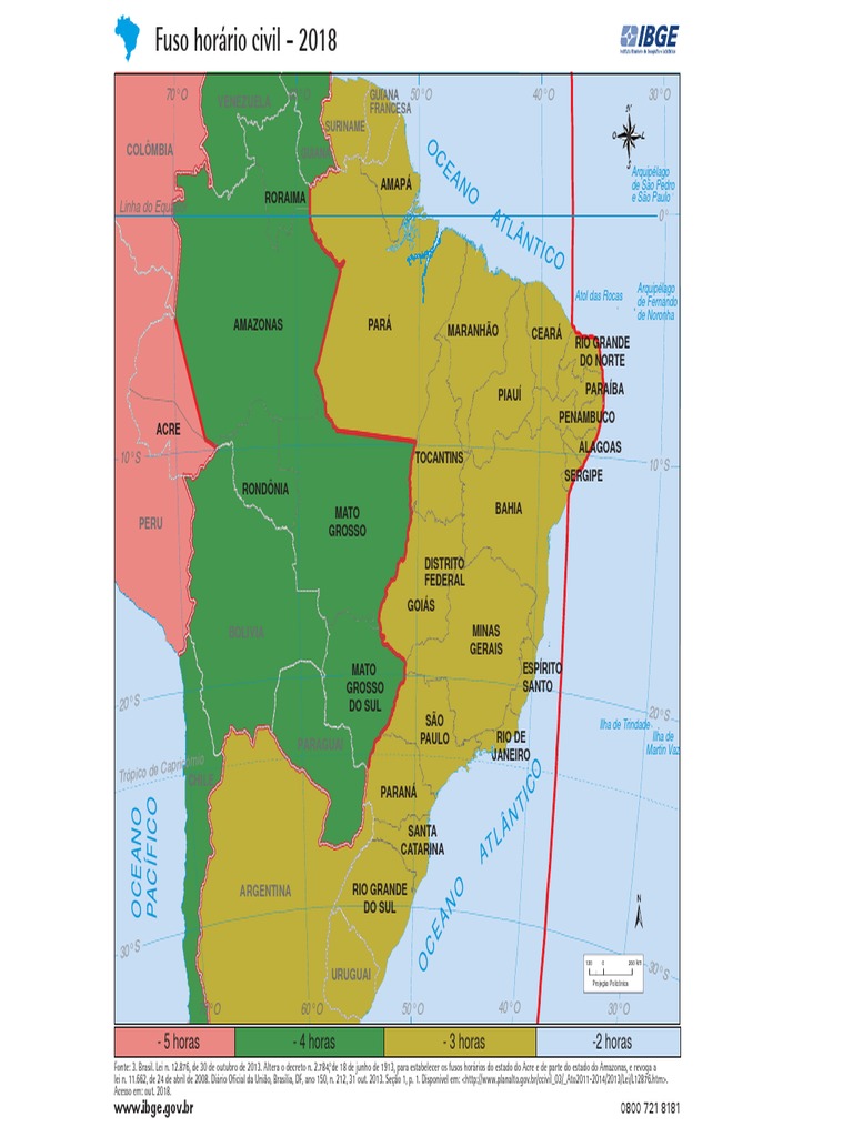 Mapa dos Fusos Horários do Brasil | PDF | América do Sul | Brasil