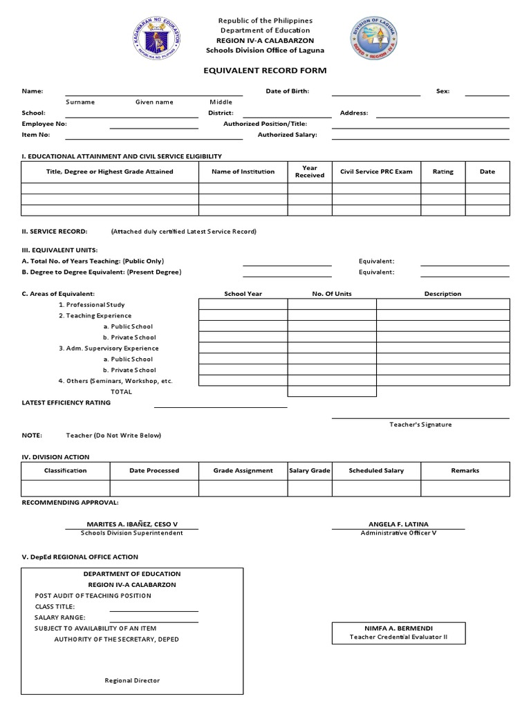 Post Audit of Teaching Position and Equivalent Record Form | PDF | Teachers