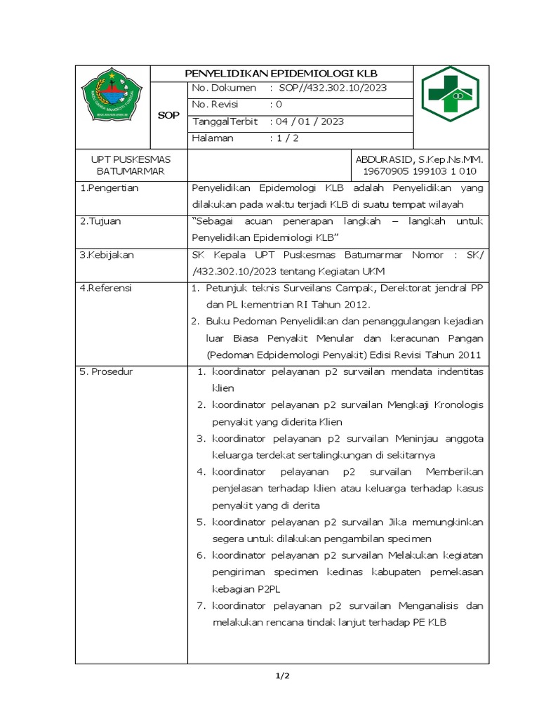 Sop Pe KLB 2023 | PDF