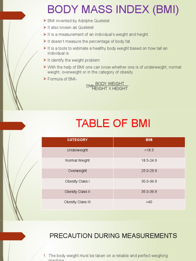 Body Mass Index (Bmi) | Download Free PDF | Body Mass Index | Obesity