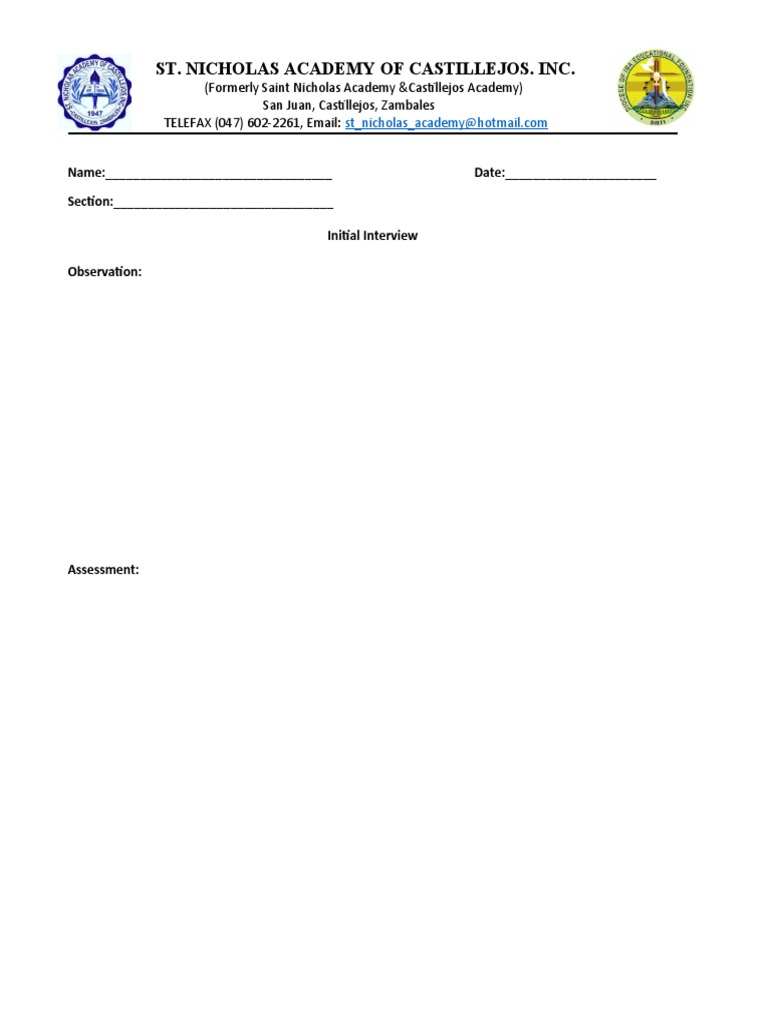 Initial Interview | PDF