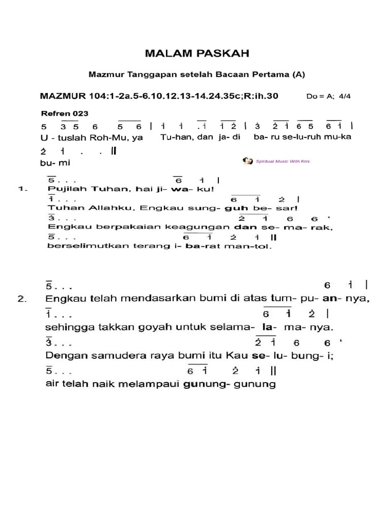 Mazmur Malam Paskah Bac 1 | PDF