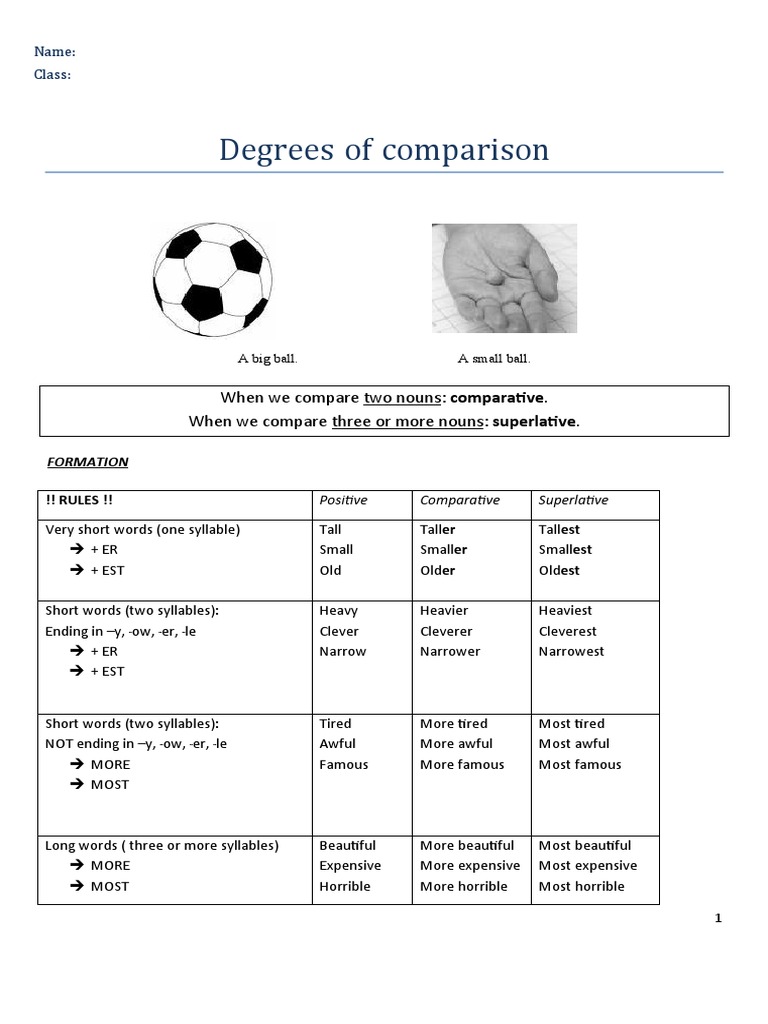Degrees of Comparison: When We Compare Two Nouns: Comparative. When We ...