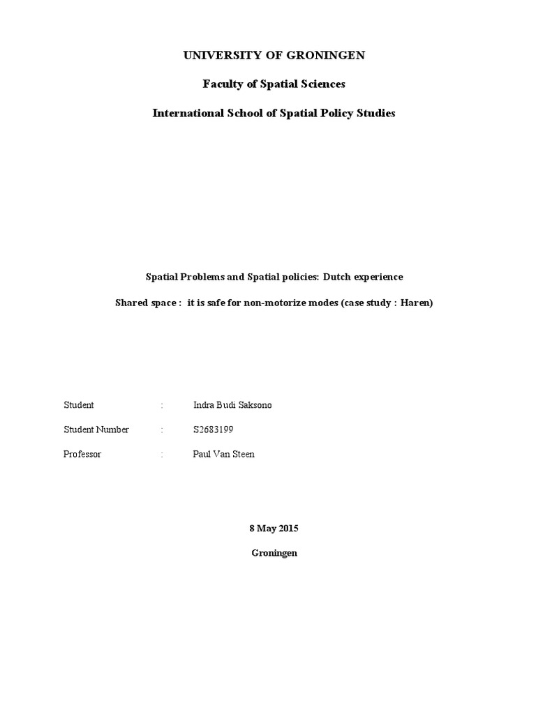 BUAT LATIHAN Is Shared Space Safe For Cyclist - Case Study - Haren - Revised | PDF | Cycling ...