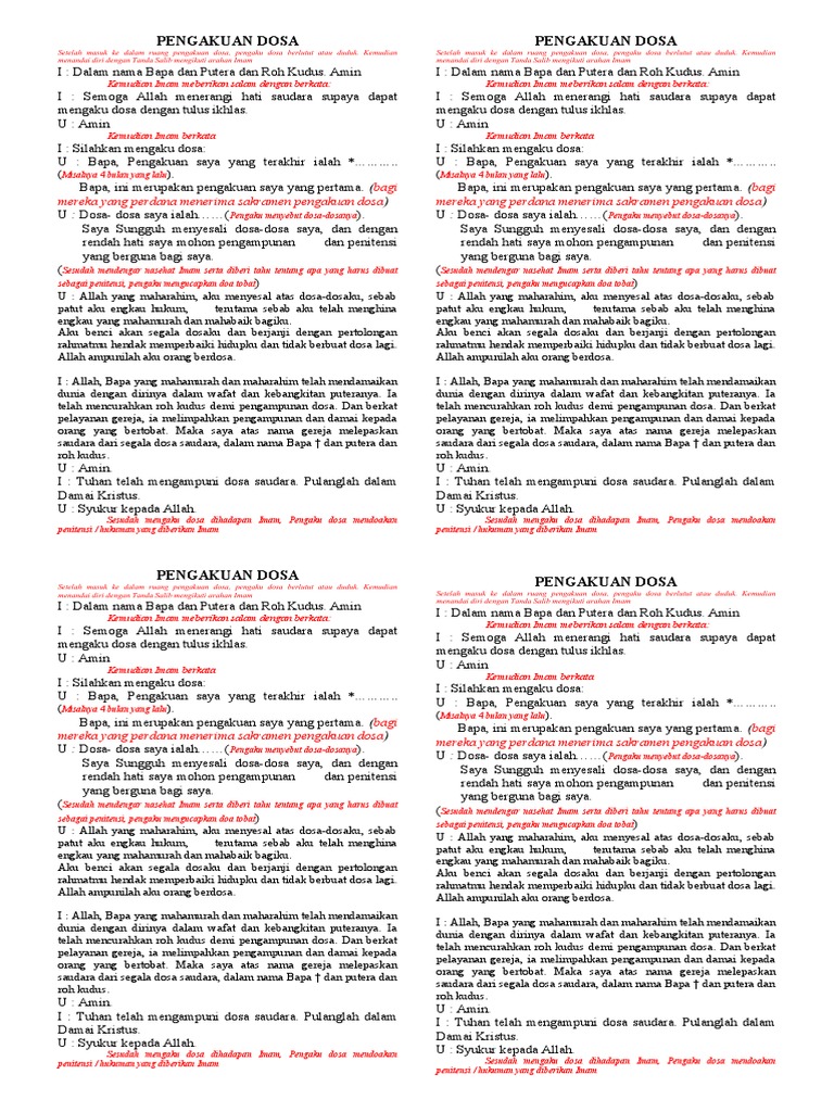 Tata Cara Pengakuan Dosa Indonesia | PDF