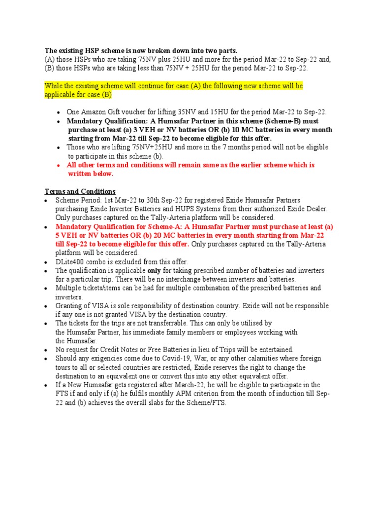 The Existing HSP Scheme Is Now Broken Down Into Two Parts | PDF ...