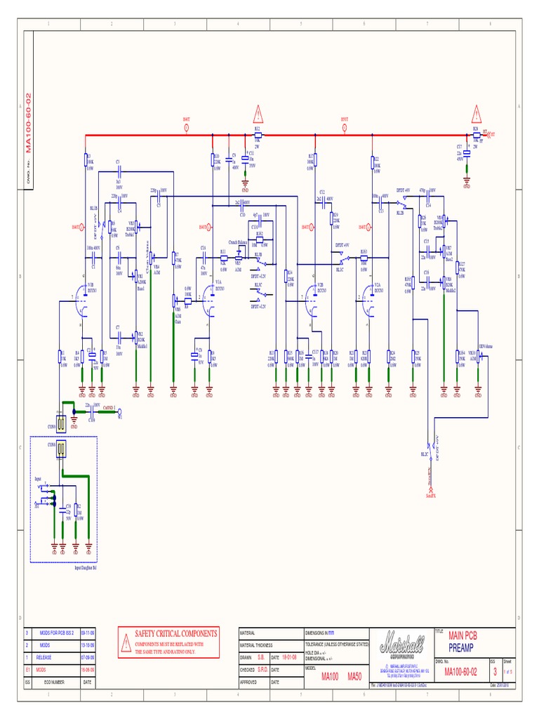 Marshall MA100 Main PCB Schematic | PDF