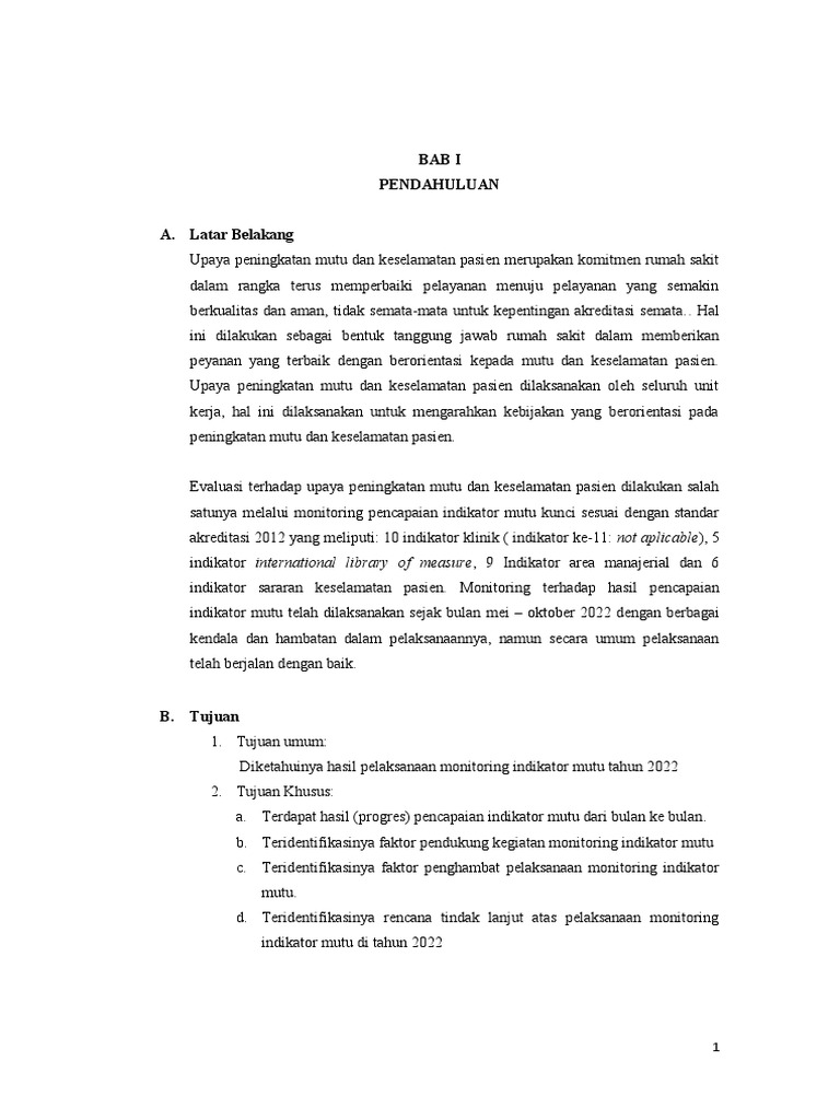 LAPORAN INDIKATOR MUTU PMKP 2022 Resbun | PDF