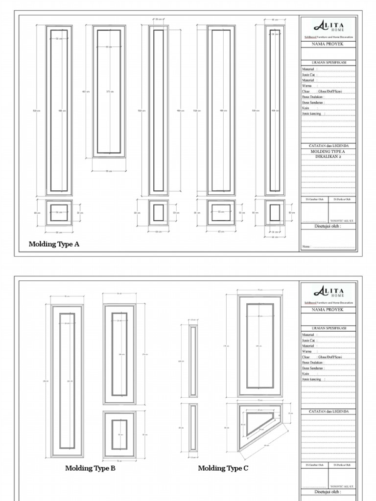 Dimensi Ukuran Molding Ruang Tengah Kak Nana | PDF