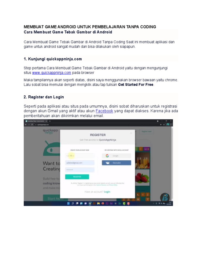 Membuat Game Android Untuk Pembelajaran Tanpa Coding | PDF