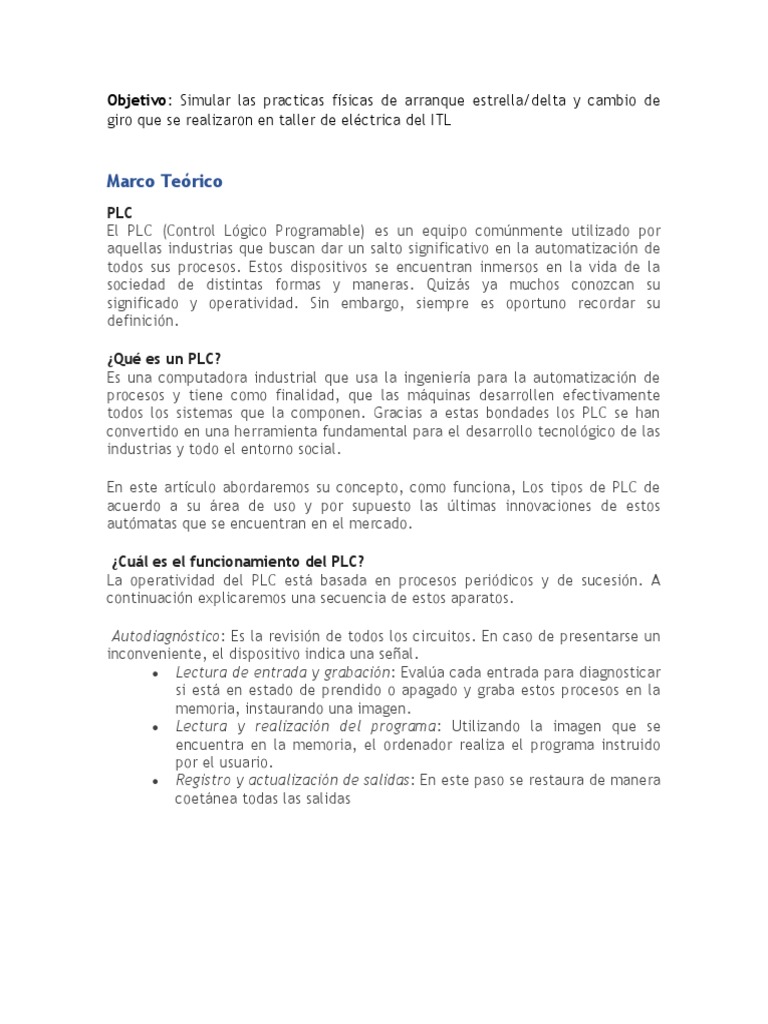 Practica Simulador PLC | PDF | Controlador lógico programable | Automatización