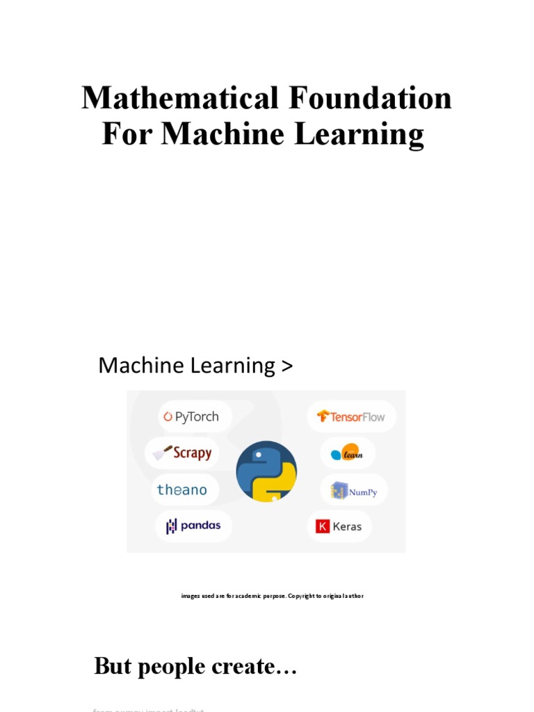 Mathematical Foundation For Machine Learning | PDF