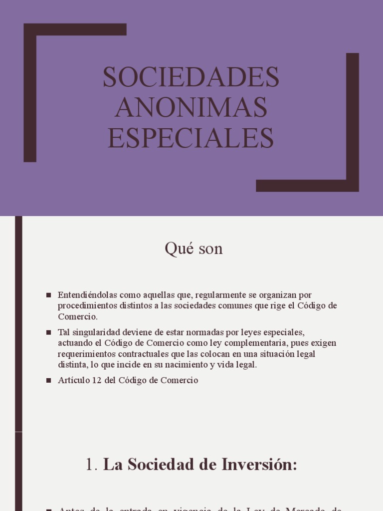 Presentación. SOCIEDADES ANÓNIMAS ESPECIALES | PDF | Reaseguro | Bancos