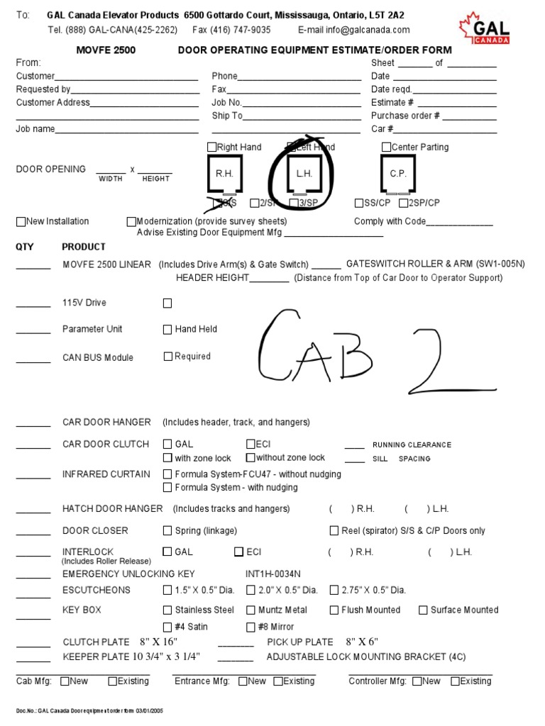 Movfe 2500 Linear - Door Equipment Survey Form | PDF | Door | Transport