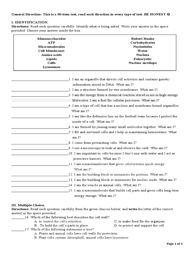2nd PET Grade 6 - SCIENCE | PDF | Cell (Biology) | Endoplasmic Reticulum