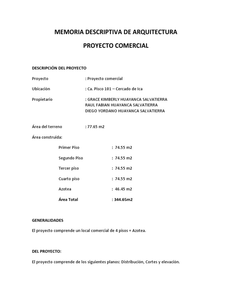 Memoria Descriptiva de Arquitectura | PDF