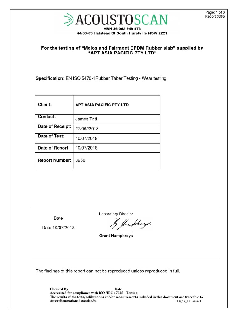JN3950 Report Taber Test | Download Free PDF | Wear | Weight