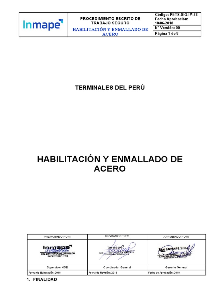 Procedimiento de Enmallado de Acero | PDF | Acero | Hormigón