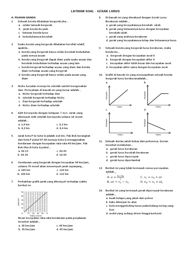 Latihan Soal Gerak Lurus | PDF