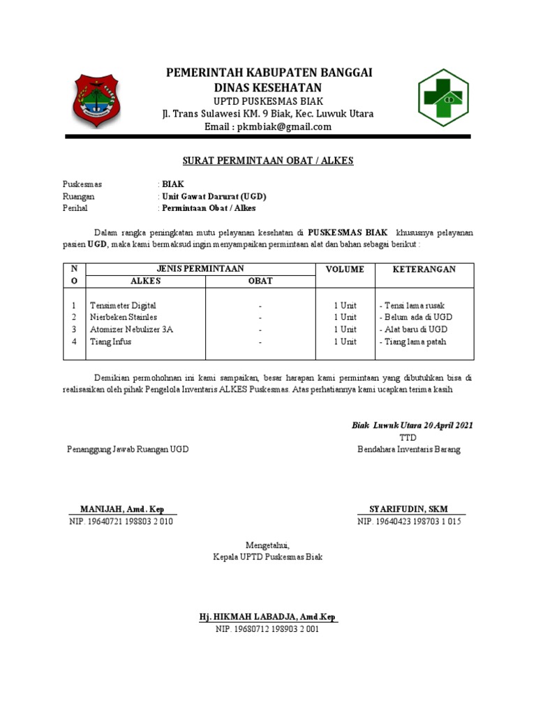Permintaan Alkes Ke PKM | PDF