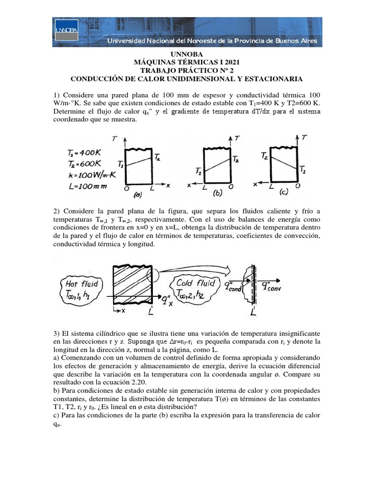 TP 2 Conducción de Calor Unidimensional y Estacionaria Máq. Térmicas 1 2021 | PDF | Convección ...