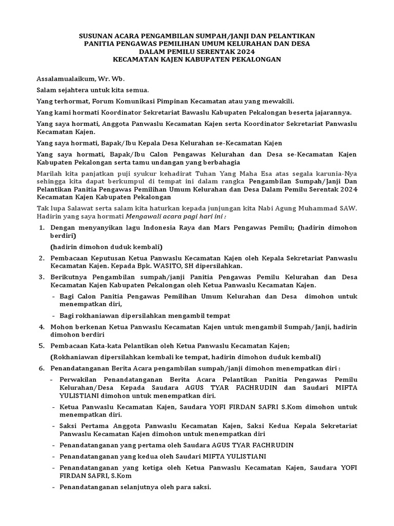 Susunan Acara | PDF | Kajian Bahasa Asing | Griya & Taman