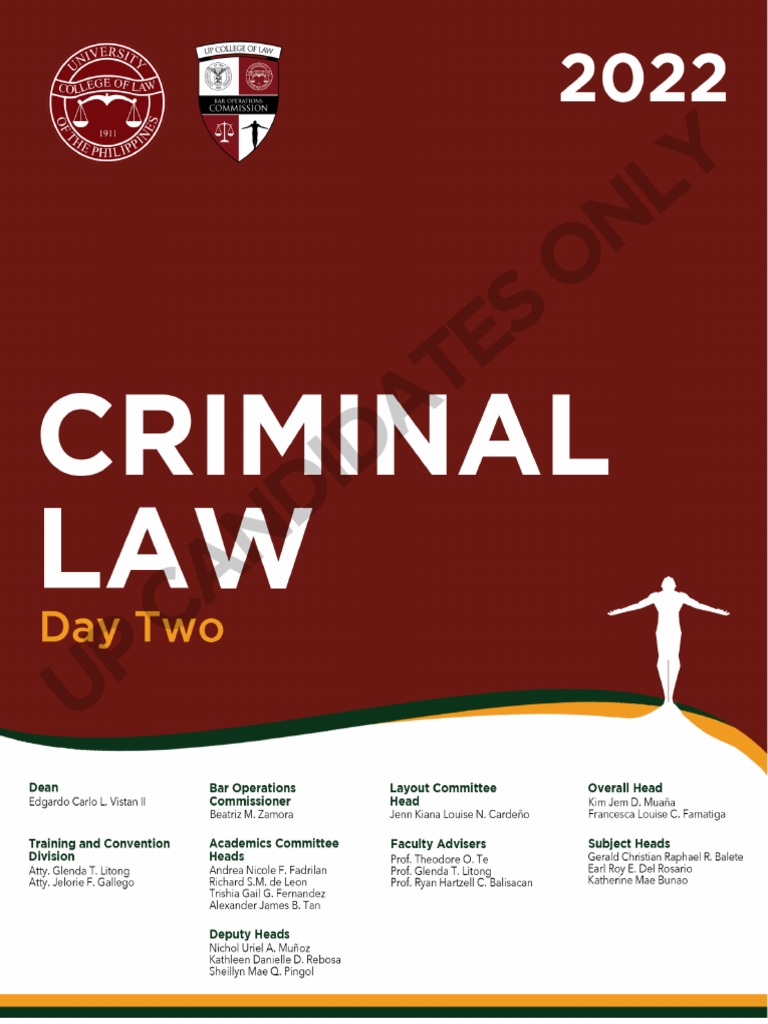 UP Law BOC 2022 Criminal Law | PDF | Forgery | Perjury