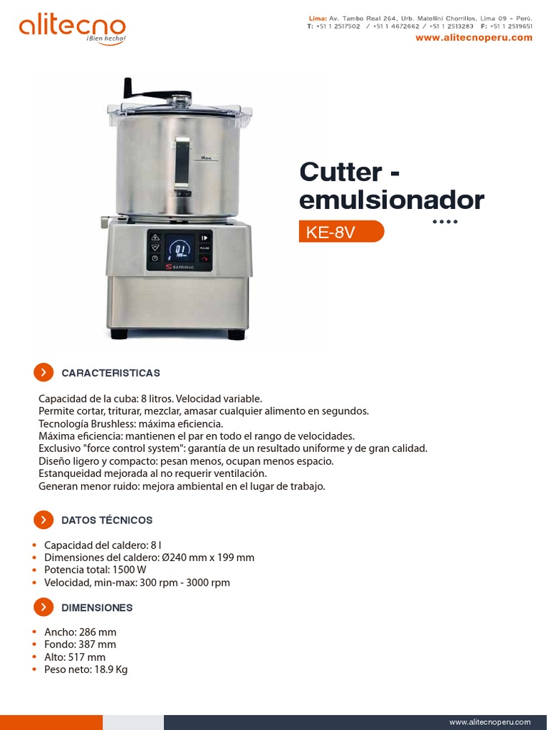 Cutter - Emulsionador: Caracteristicas | PDF