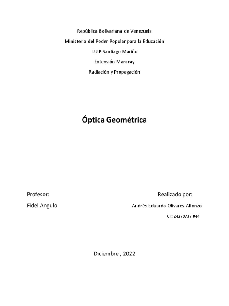 Optica Geometrica Andres | PDF