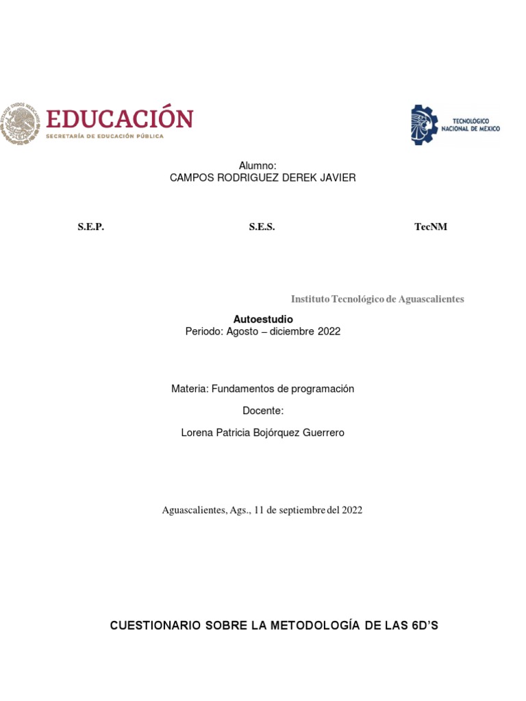 Cuestionario Sobre Método de Las 6Ds | PDF | Lenguaje de modelado ...