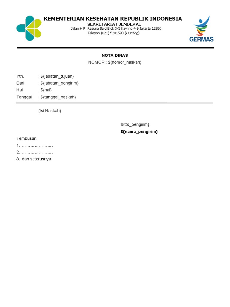 Template Nota Dinas Setjen | PDF