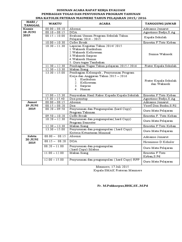 Acara Raker Dan Laporn Harian | PDF