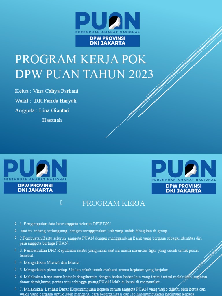 Program Kerja Pok DPW Puan Tahun 2023 | PDF