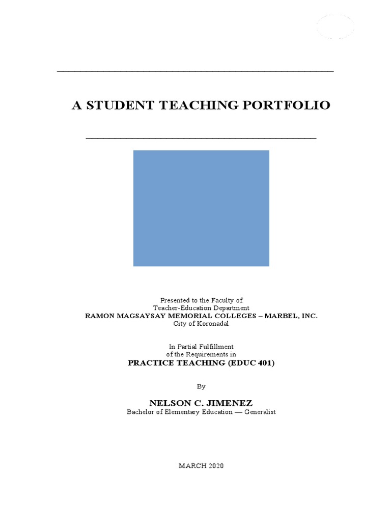 A Student Teaching Portfolio 1 Pdf Teachers Behavior Modification