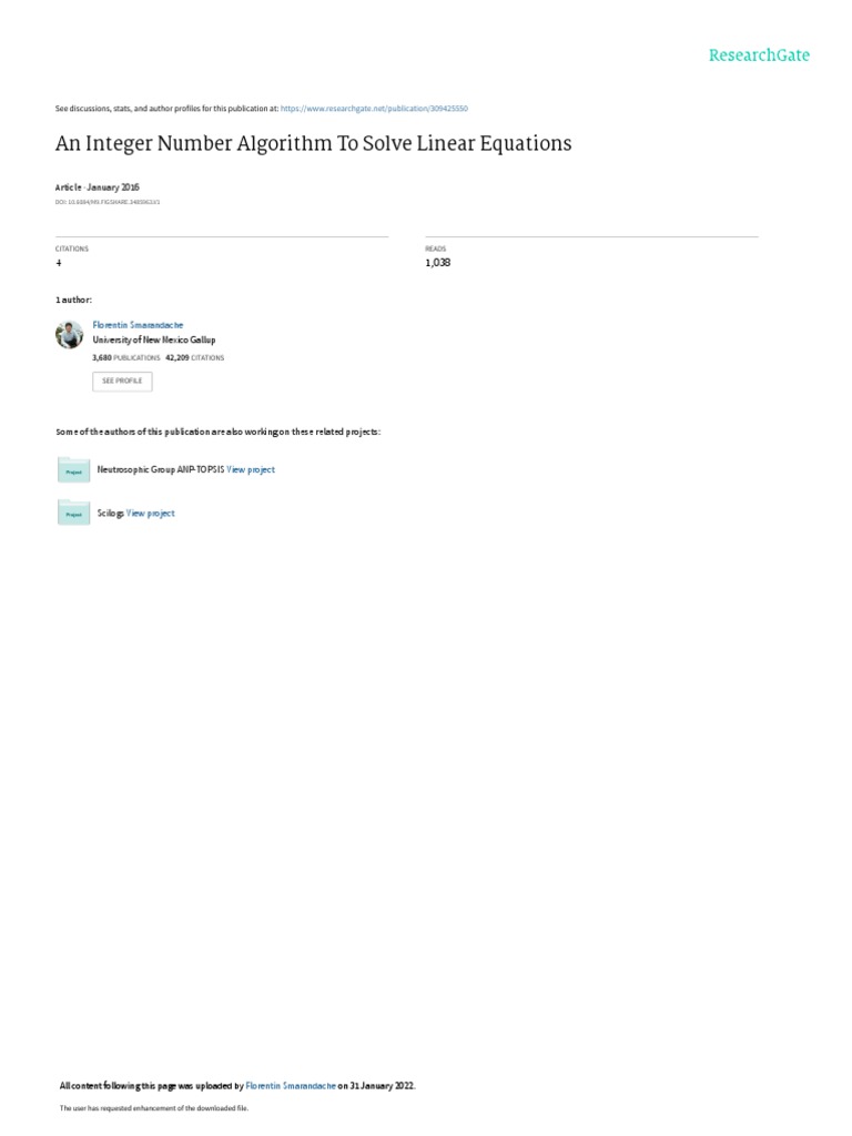 An Integer Number | PDF | Equations | Mathematical Objects