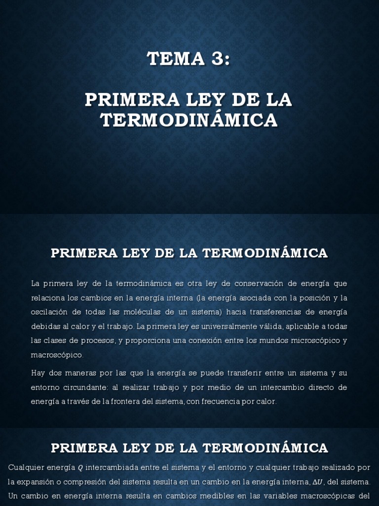 Tema 3 - Primera Ley de la Termodinámica | PDF | Termodinámica | Física Matemática