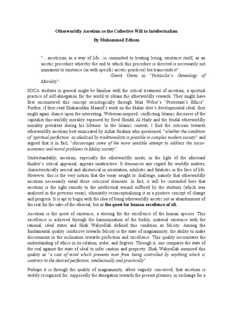 Reconceptualizing Otherworldly Asceticism | PDF | Asceticism | Truth