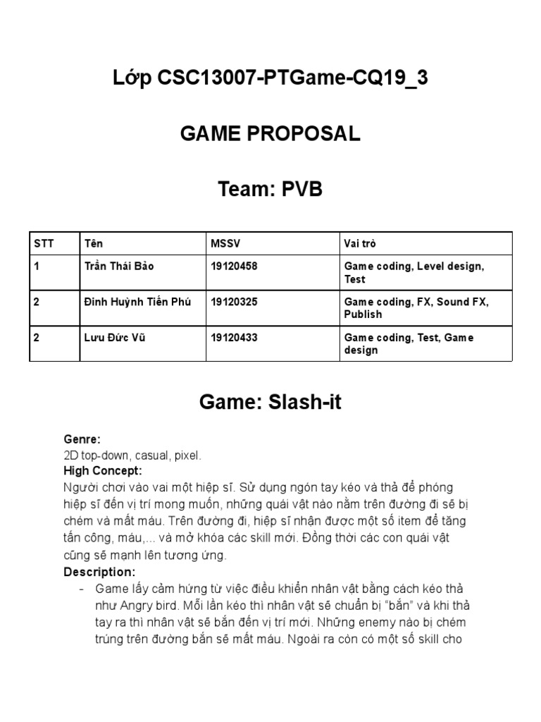 Game Proposal Hcmus | PDF