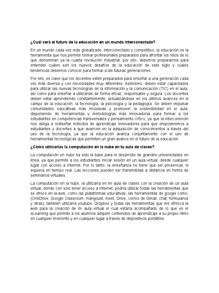 Futuro de la educación interconectada | PDF | Enseñando | Internet