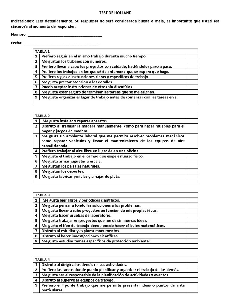 Test de Holland | PDF