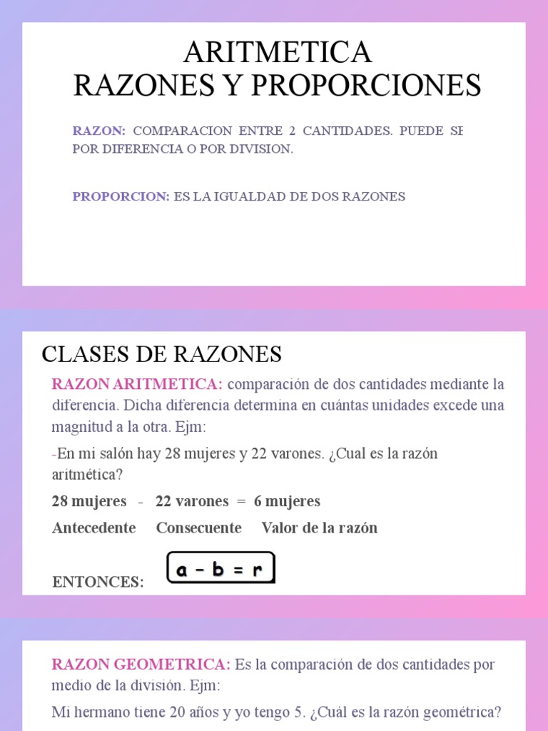 Aritmetica Razones y Proporciones | PDF | Proporción | Cantidades fisicas