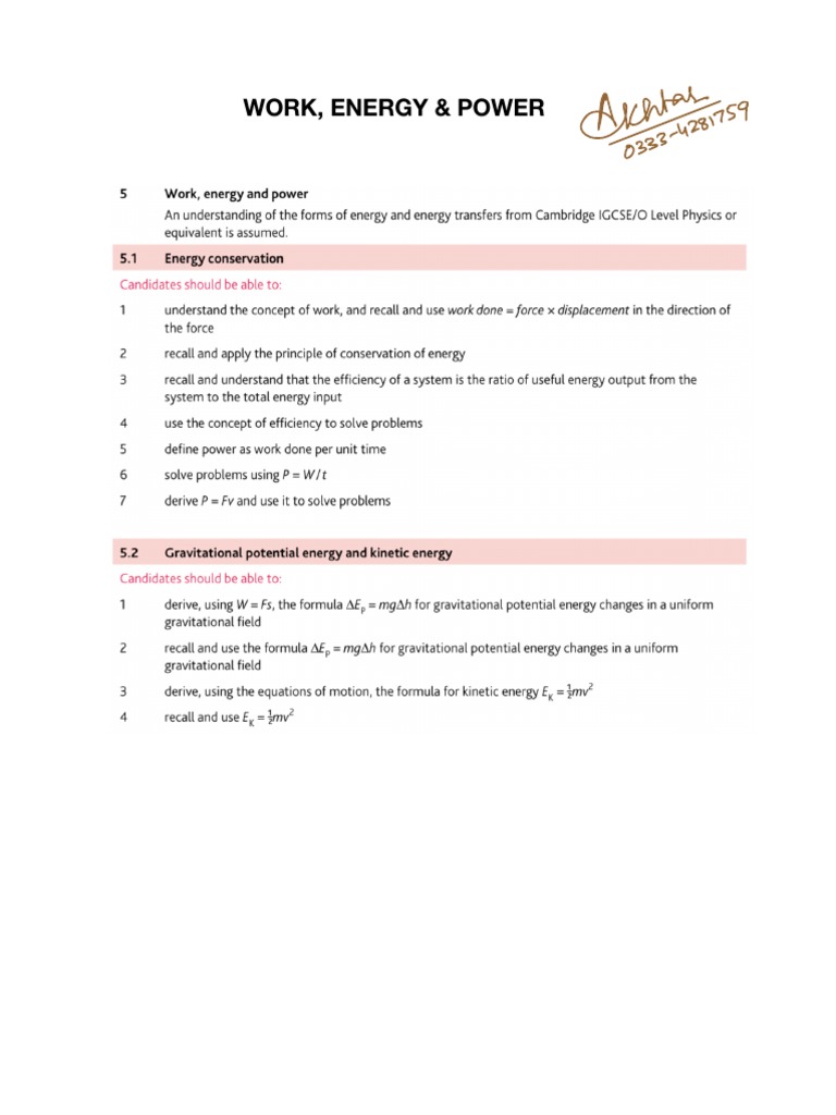 Work, Energy & Power 22 | PDF | Force | Gases