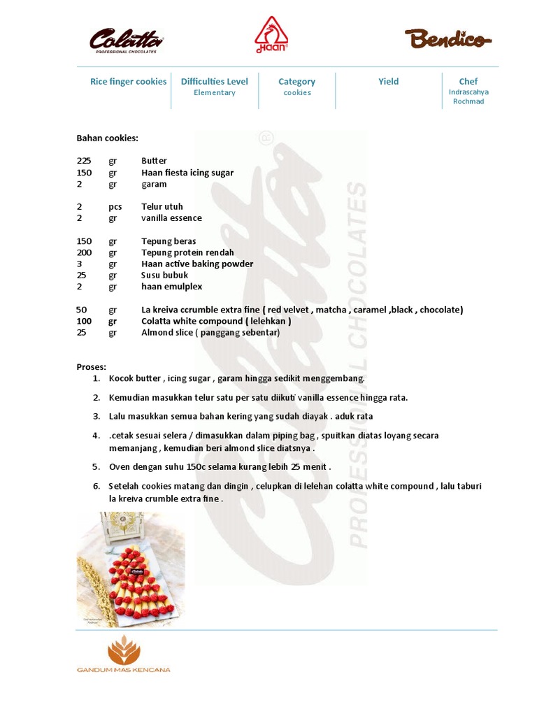 Resep Finger Rice Cookies | PDF | Memasak, Makanan, & Anggur