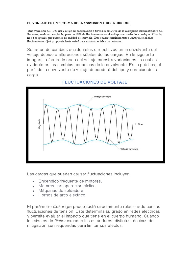 Fluctuaciones de Voltaje en Sistemas Eléctricos | PDF | voltaje | Motor ...