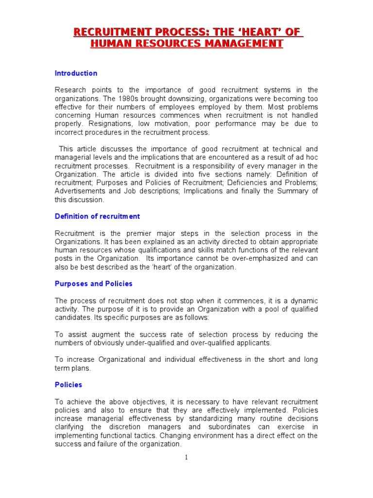 Recruitment and Process | PDF | Recruitment | Policy