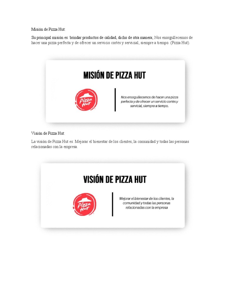 Misión de Pizza Hut | PDF