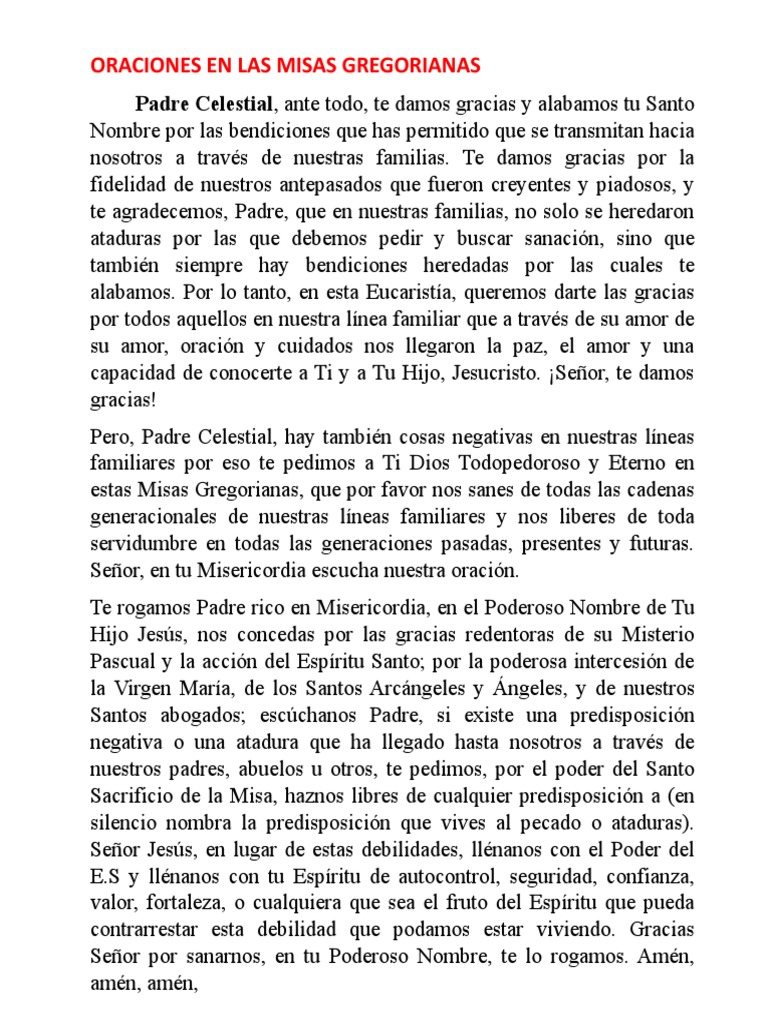 Oraciones en Las Misas Gregorianas | PDF