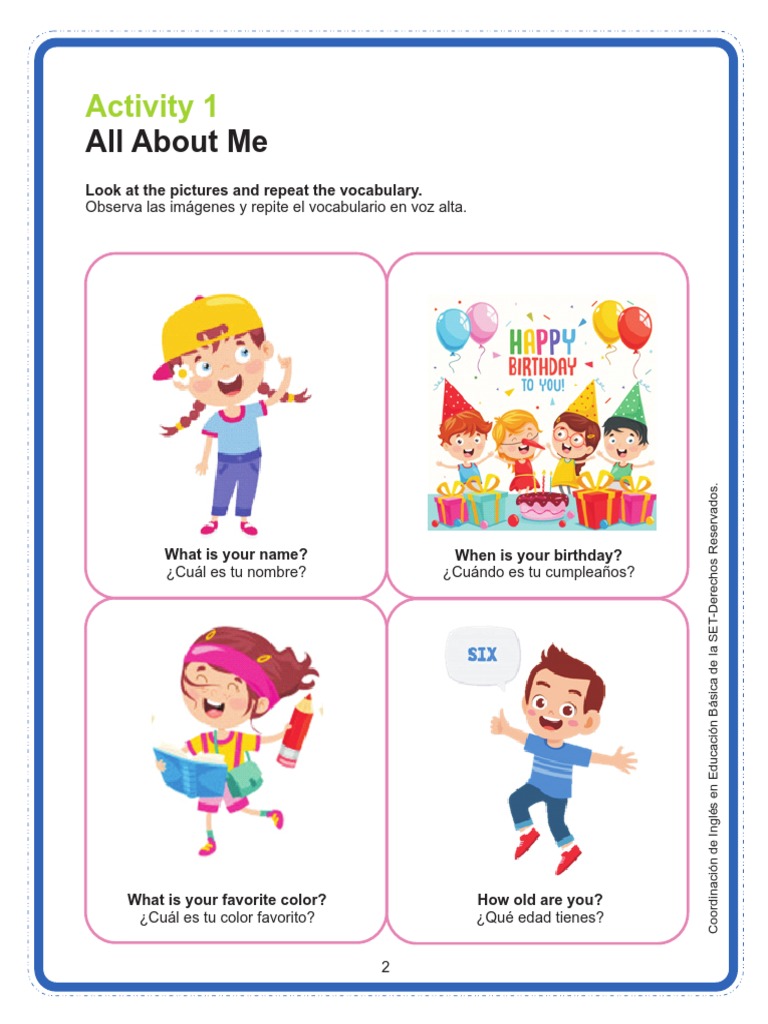 Introducing Myself Through Activities About Personal Information ...