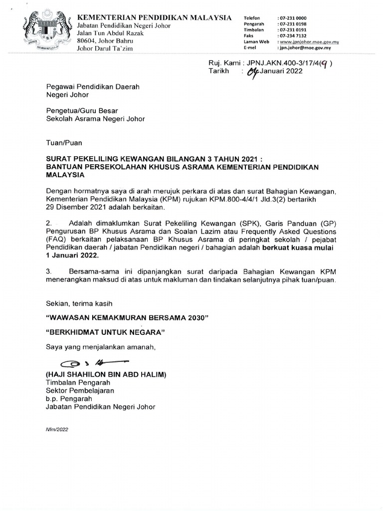 Surat Pekeliling Kewangan Bil 3 Tahun 2021 | PDF